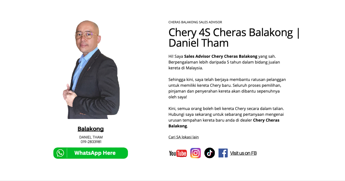 Chery Cheras Balakong - 4S Fast Delivery stocks available